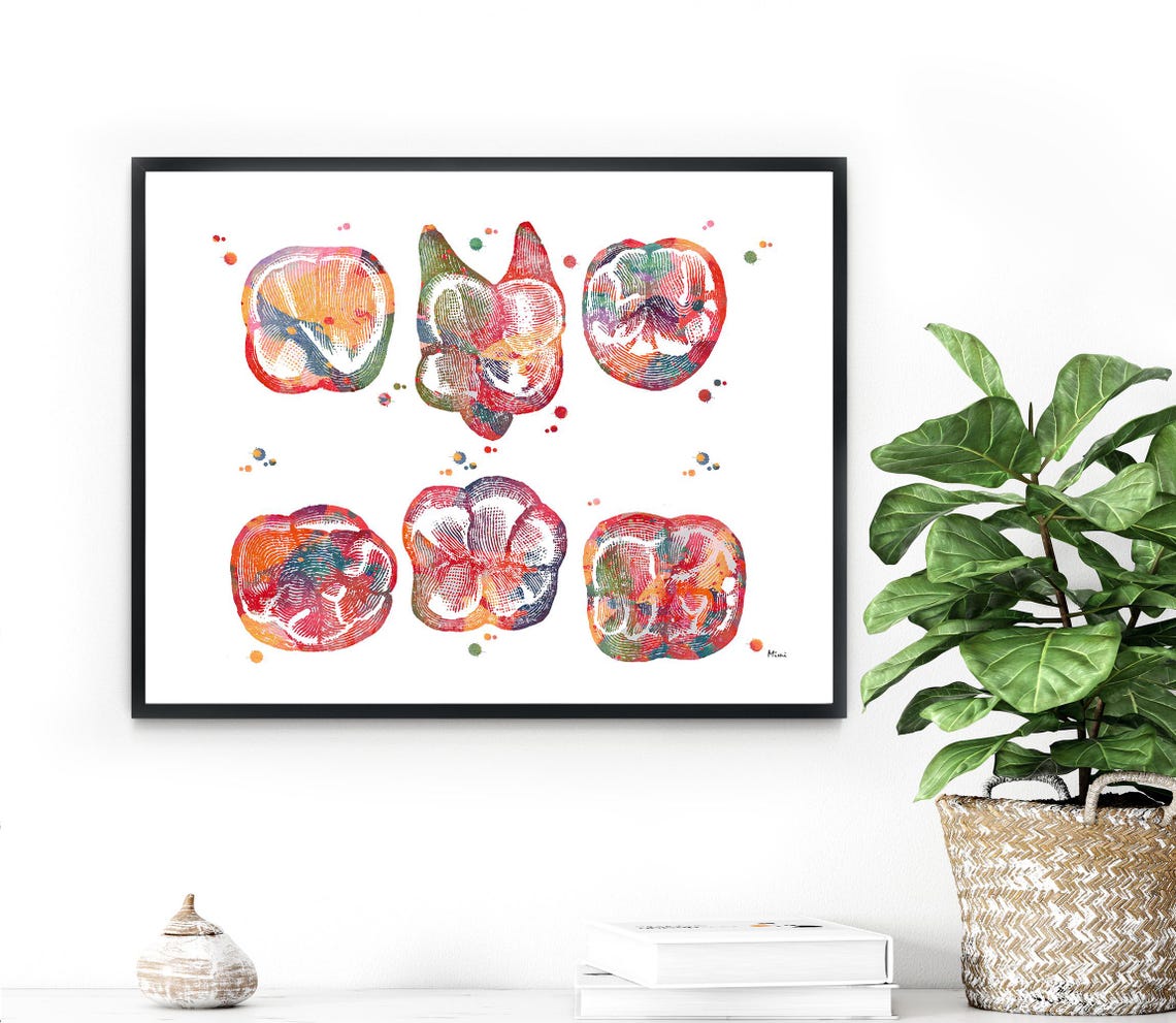 Teeth Anatomy Print Molar Surfaces Painting Orthodontics Watercolor ...
