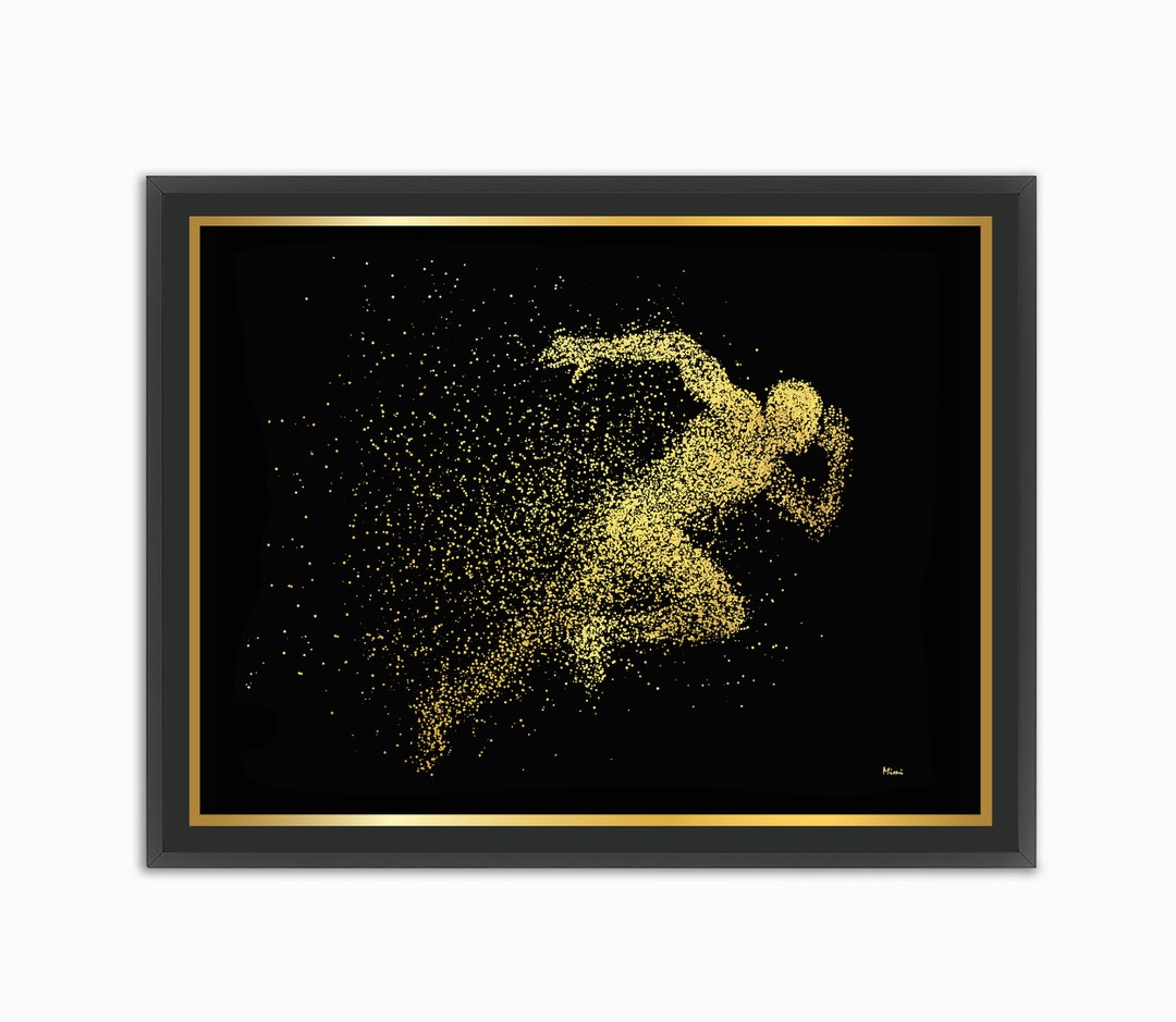 Gold Foil Runner Print Gold Foil Sports Art Poster Running Art ...