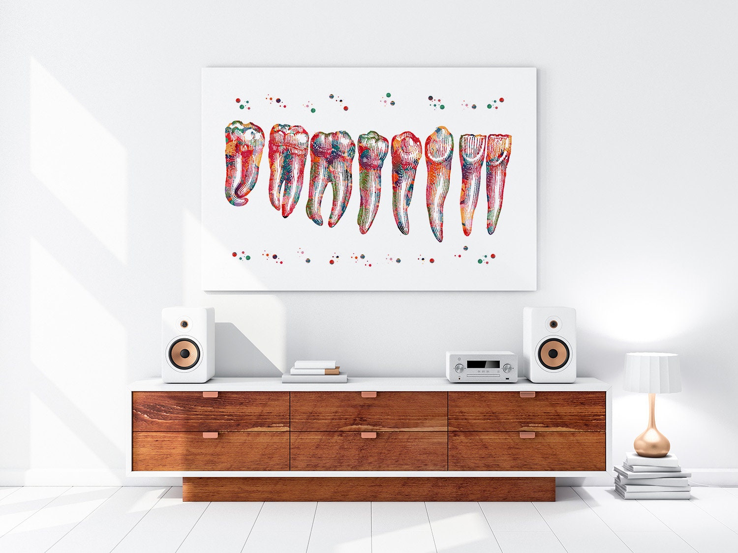 Dental Art Print Teeth Anatomy Art Teeth Row Watercolor | Etsy