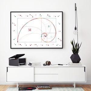 Fibonacci Sequence Watercolor Print Science Art Illustration Fibonacci ...