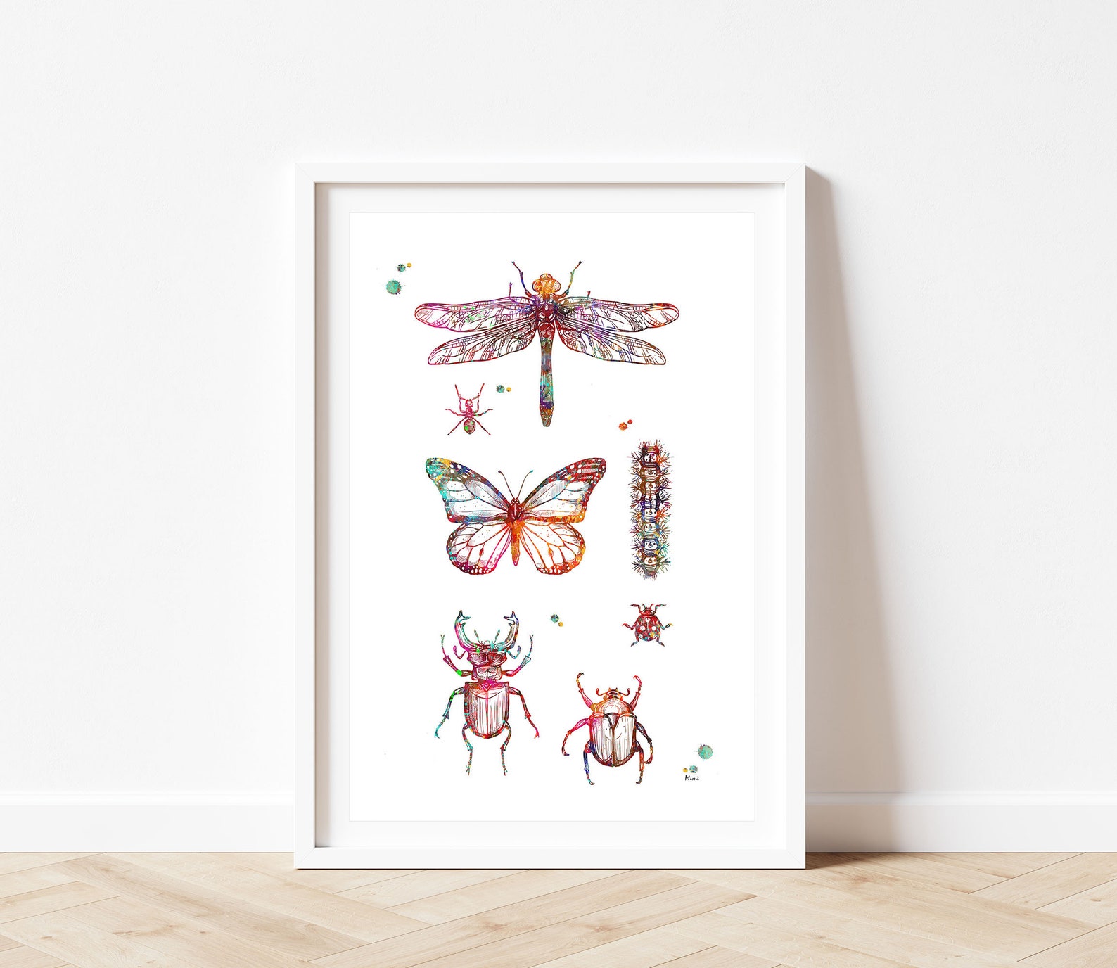 Insects Collection Watercolor Print Insects Poster Dragonfly - Etsy
