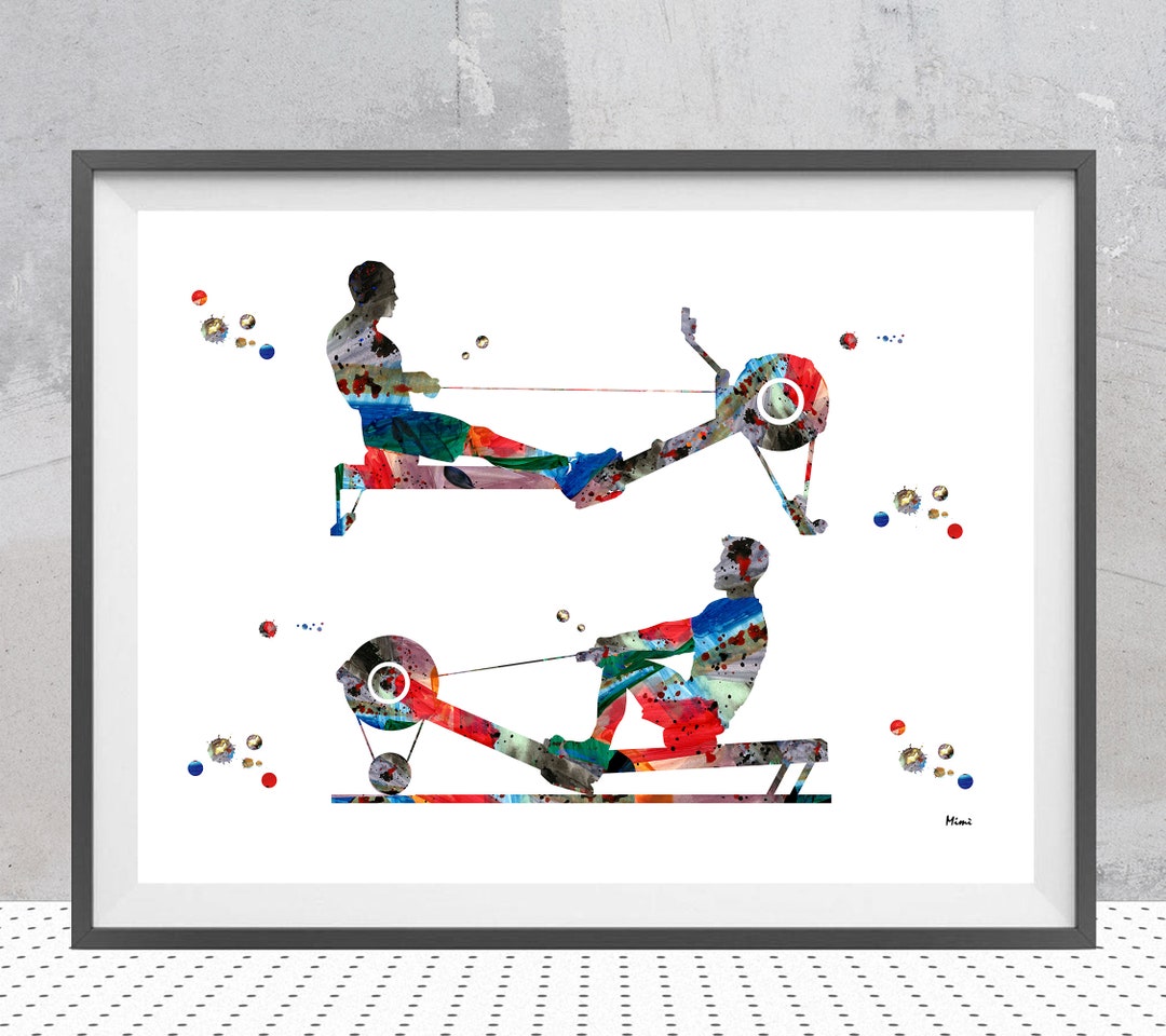 Rowing Art Print Indoor Rowing Poster Male Rower Training on Indoor ...
