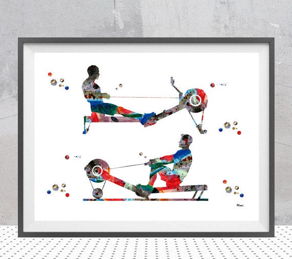 Rowing Art Print Indoor Rowing Poster Male Rower Training on | Etsy