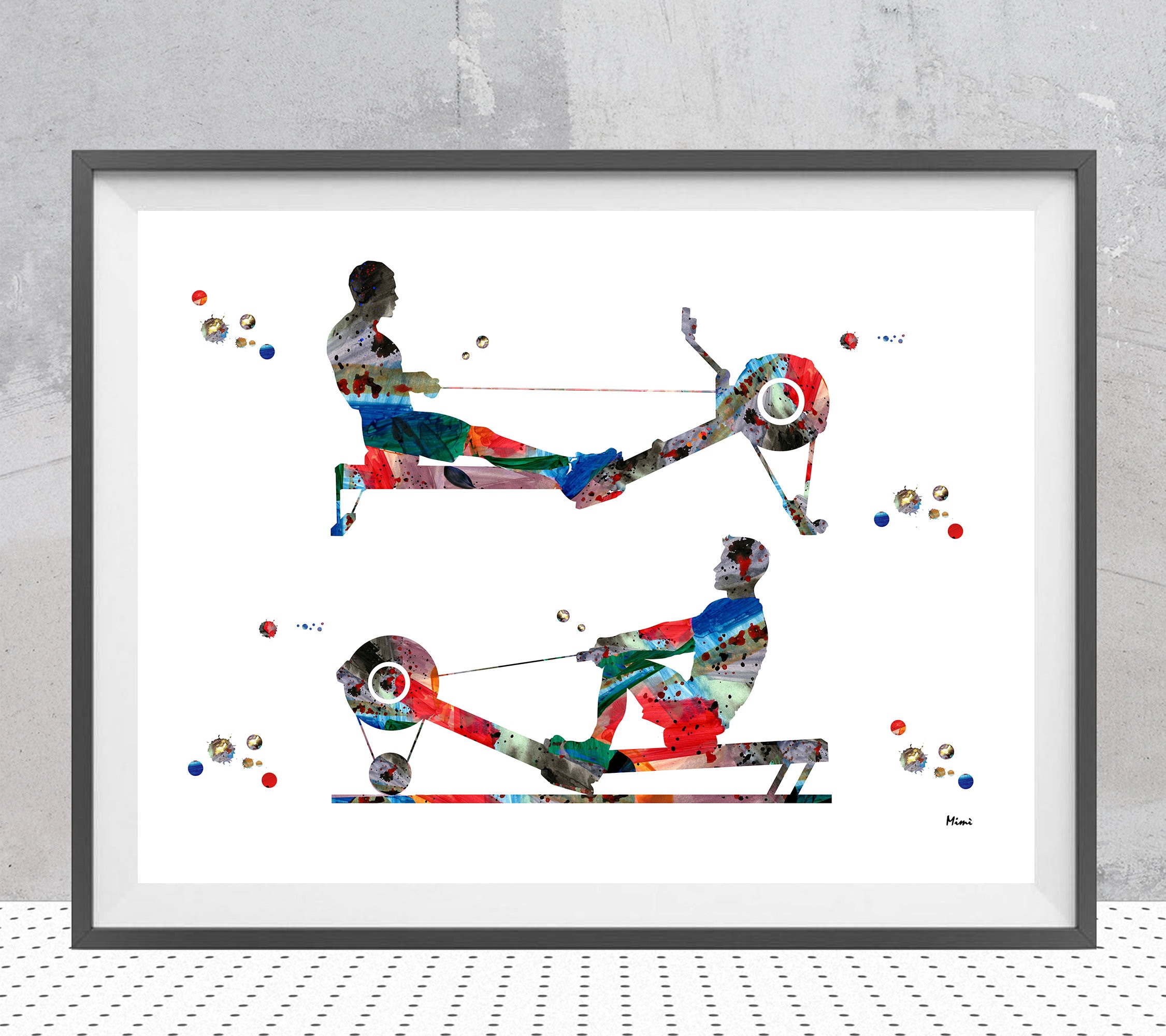 Rowing Art Print Indoor Rowing Poster Male Rower Training on - Etsy