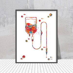 Solution Bag Print IV Bag Infusion Procedure Watercolor Poster Medical ...