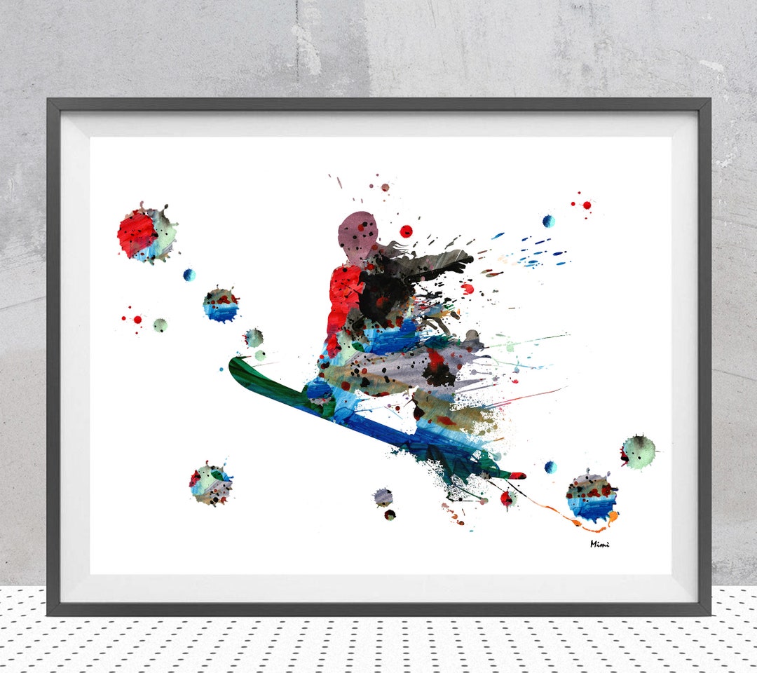 Snowboard Rider Sport Print Snowboarder Jumping in Powder Poster ...