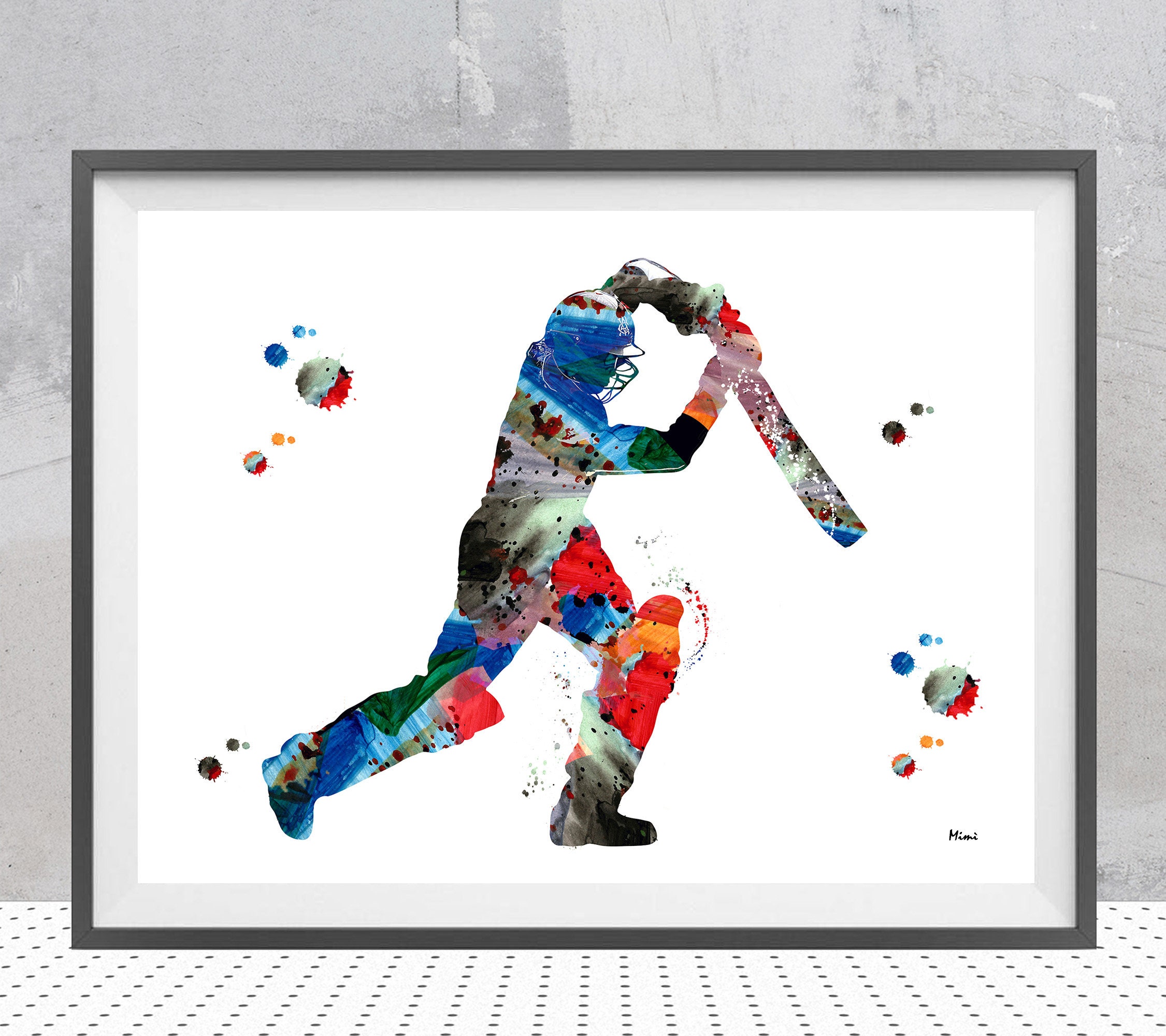 Cricket Player Watercolor Print Cricket Sport Art Print - Etsy UK
