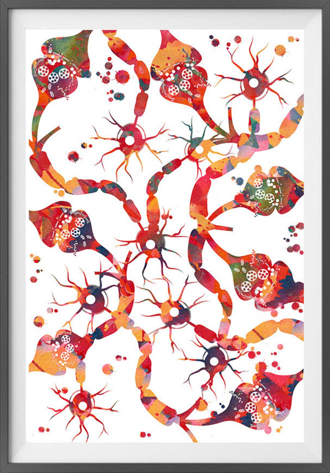 Neurons and Synapse Watercolor Print Brain Connections Poster - Etsy