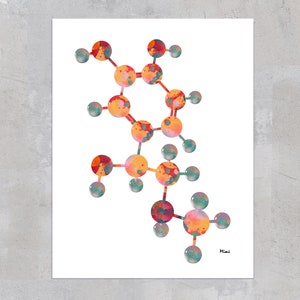 Adrenaline Molecule Watercolor Print Epinephrine Print Neuromodulators ...