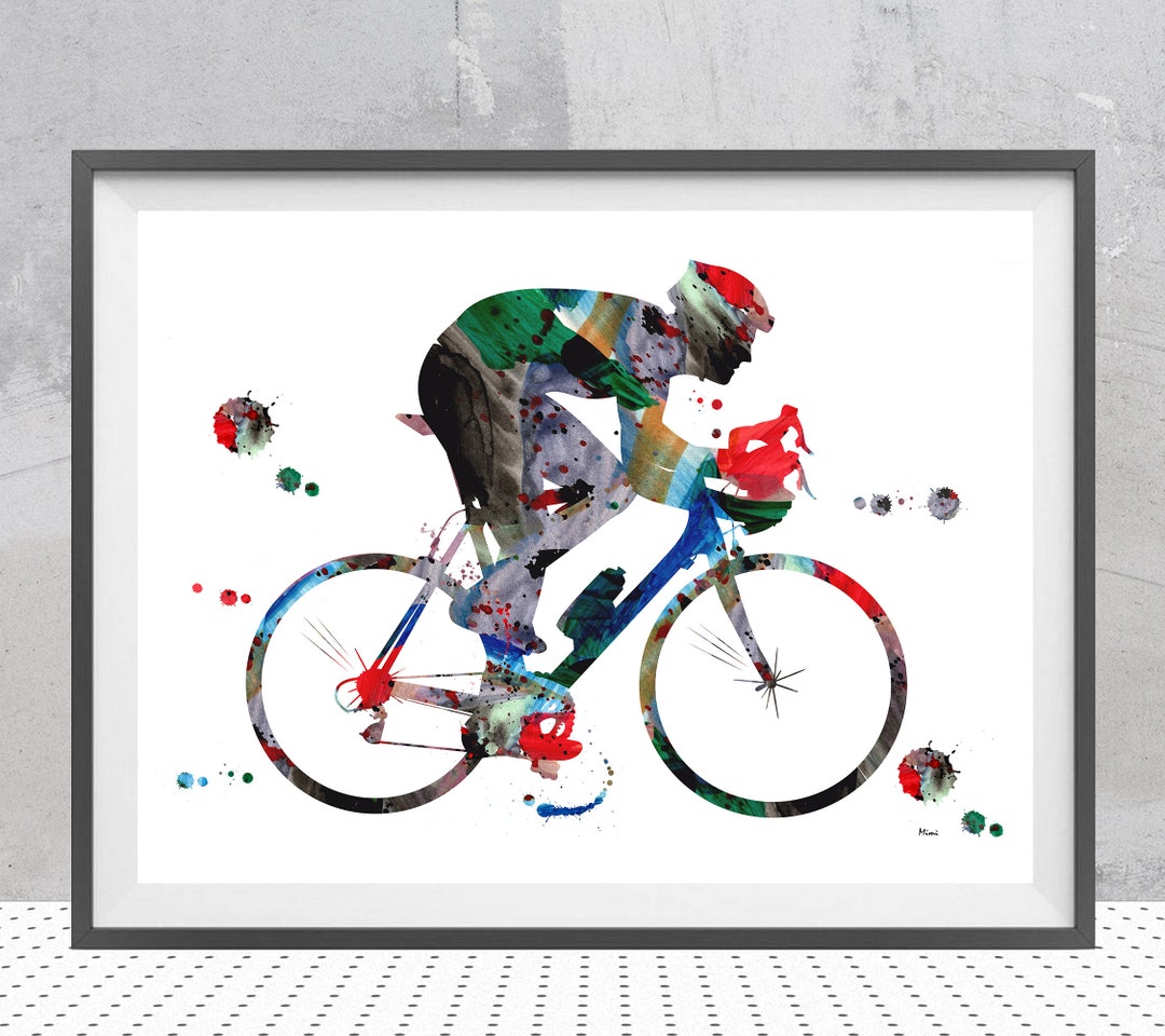 Cyclist Sport Print Road Cyclist Poster Cyclist Watercolor Print Road ...