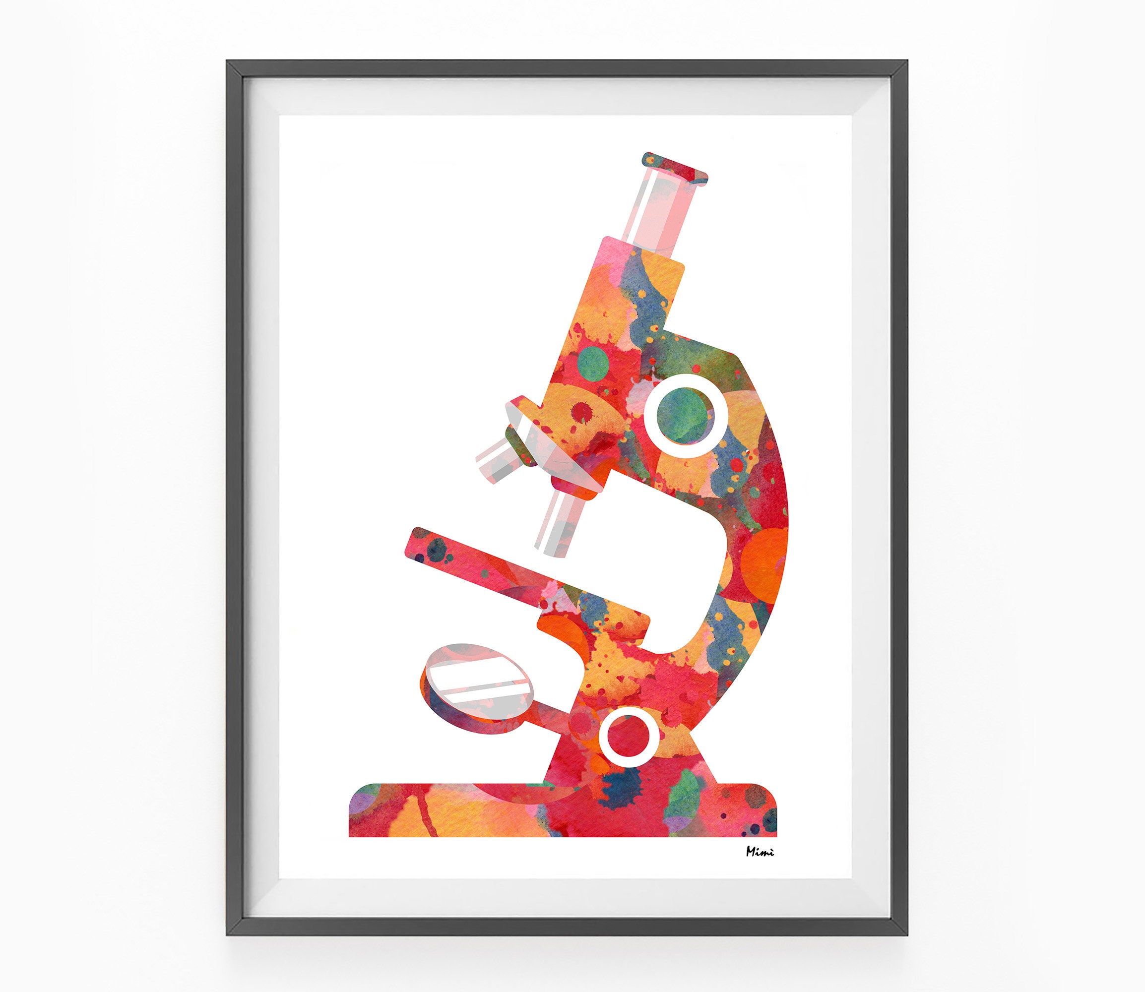 Microscope Watercolor Print Science Instruments Print | Etsy