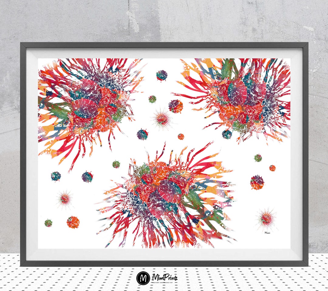Cancer Cells Print Cancer Cells Watercolor Abstract Science Art Print ...