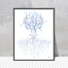 Abstract Tree With Binary Code Roots Watercolor Print Computer IT Print ...