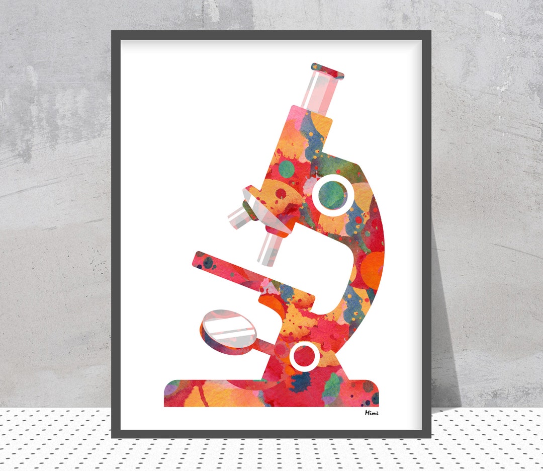 Microscope Watercolor Print Science Instruments Print - Etsy