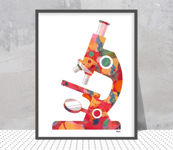 Microscope Watercolor Print Science Instruments Print | Etsy