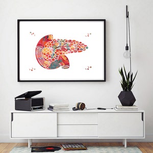Pancreas Watercolor Print Human Anatomy Internal Organs Pancreas Poster ...