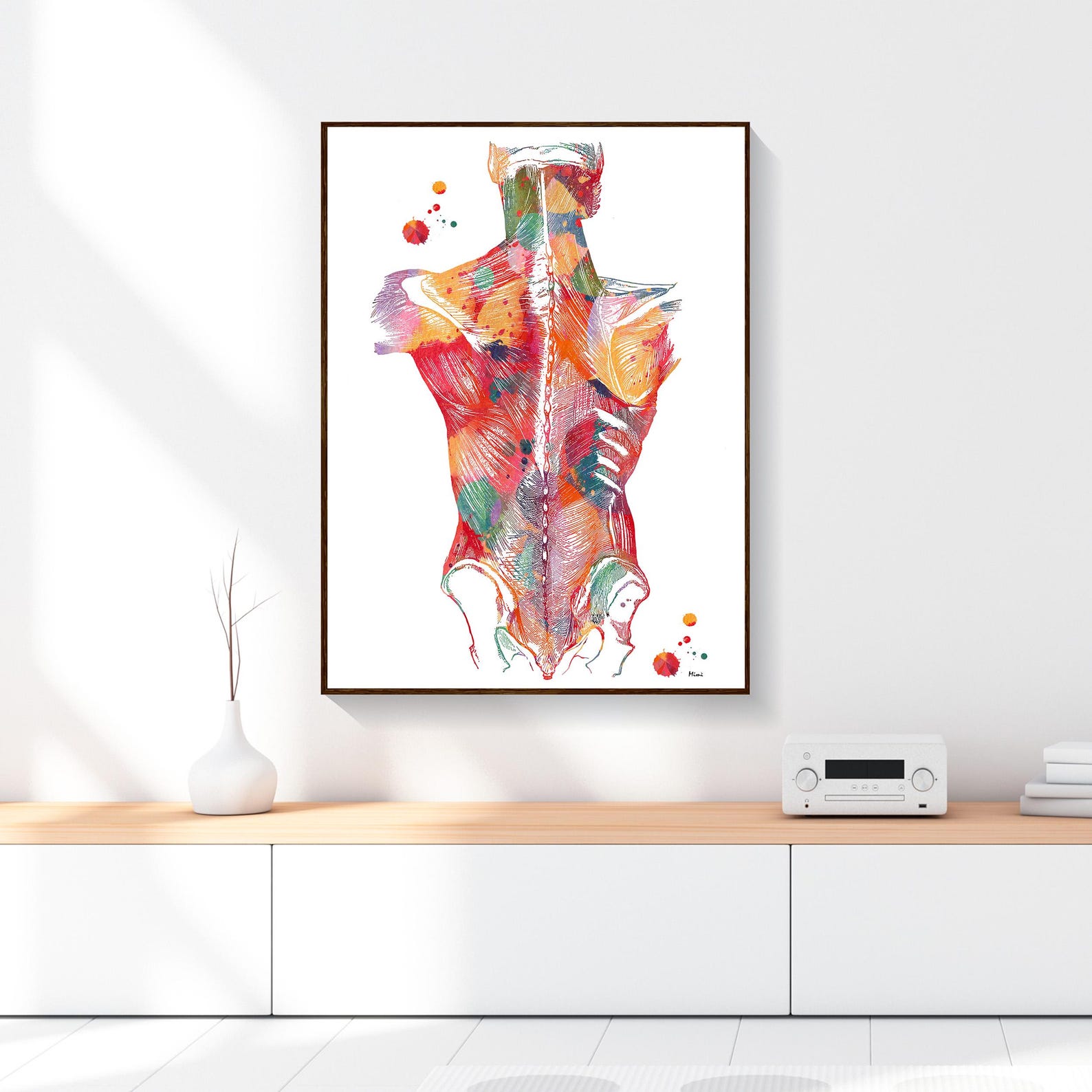 Back Muscles Anatomy Art Print, Watercolor Human Body Poster - Etsy