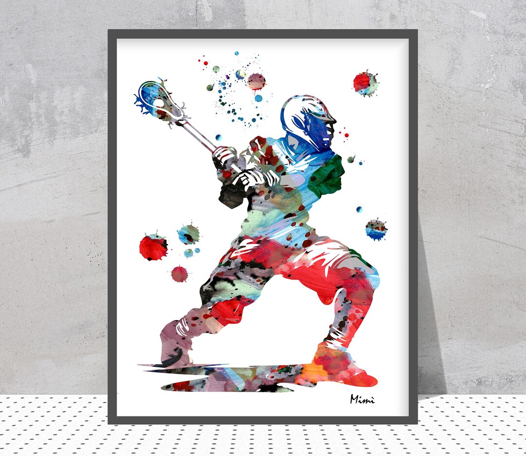 Lacrosse Print Male Lacrosse Player Sport Watercolor Lacrosse Sports ...