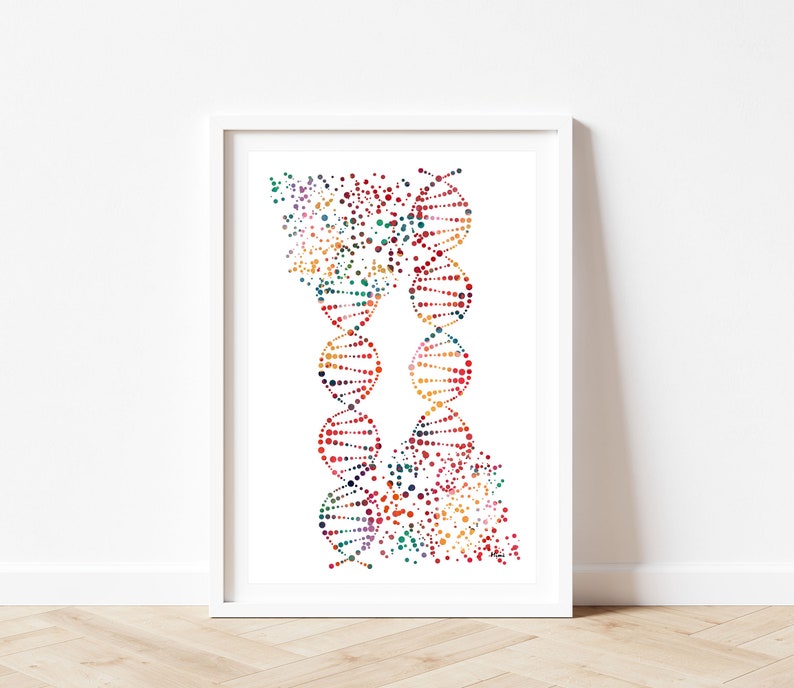 Dna Art Print Double Helix Science Art Watercolor Poster - Etsy