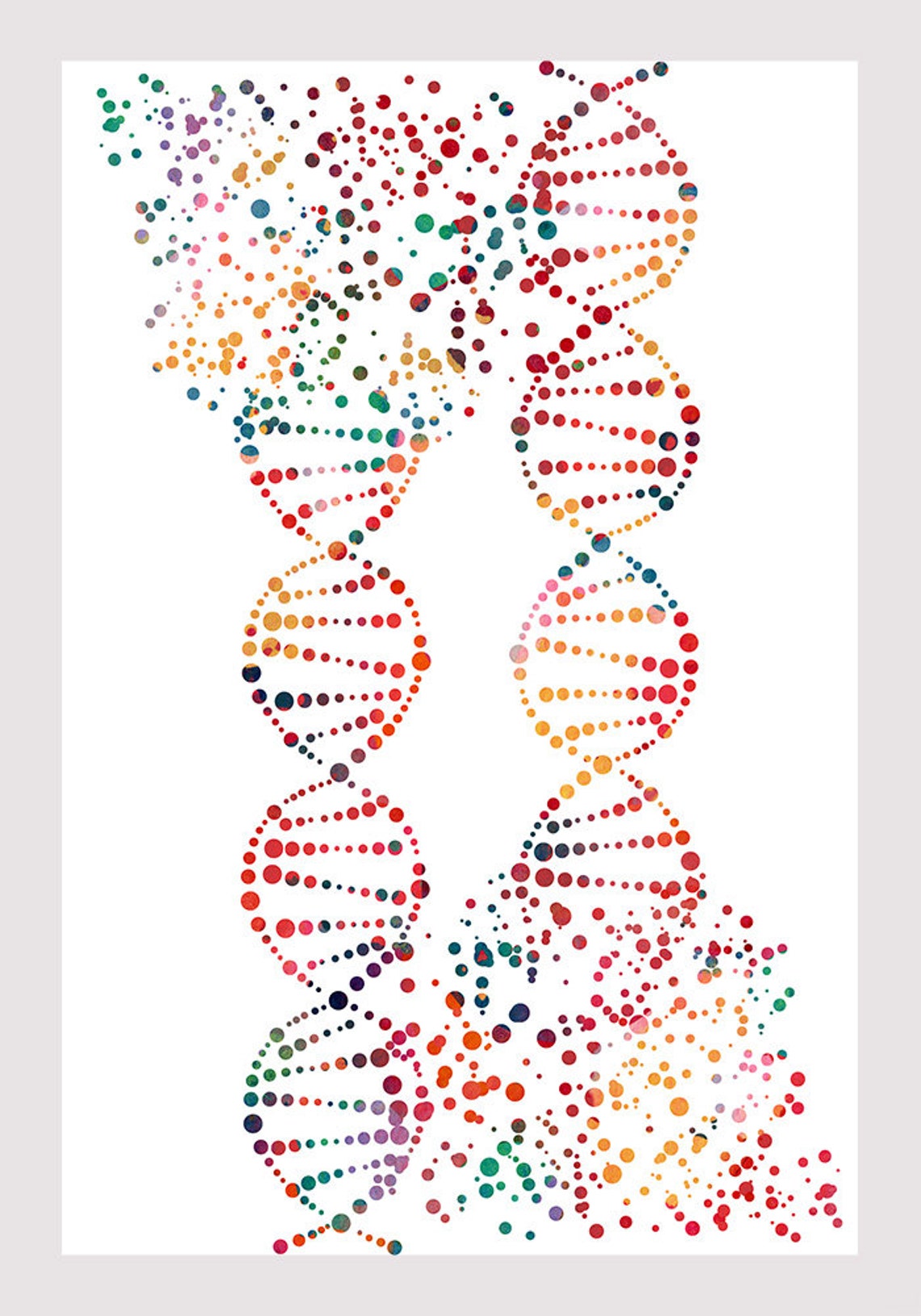Dna Art Print Double Helix Science Art Watercolor Poster | Etsy