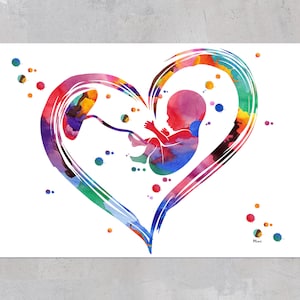 Prenatal Care Watercolor Print Pregnancy Poster Fetal Growth and ...