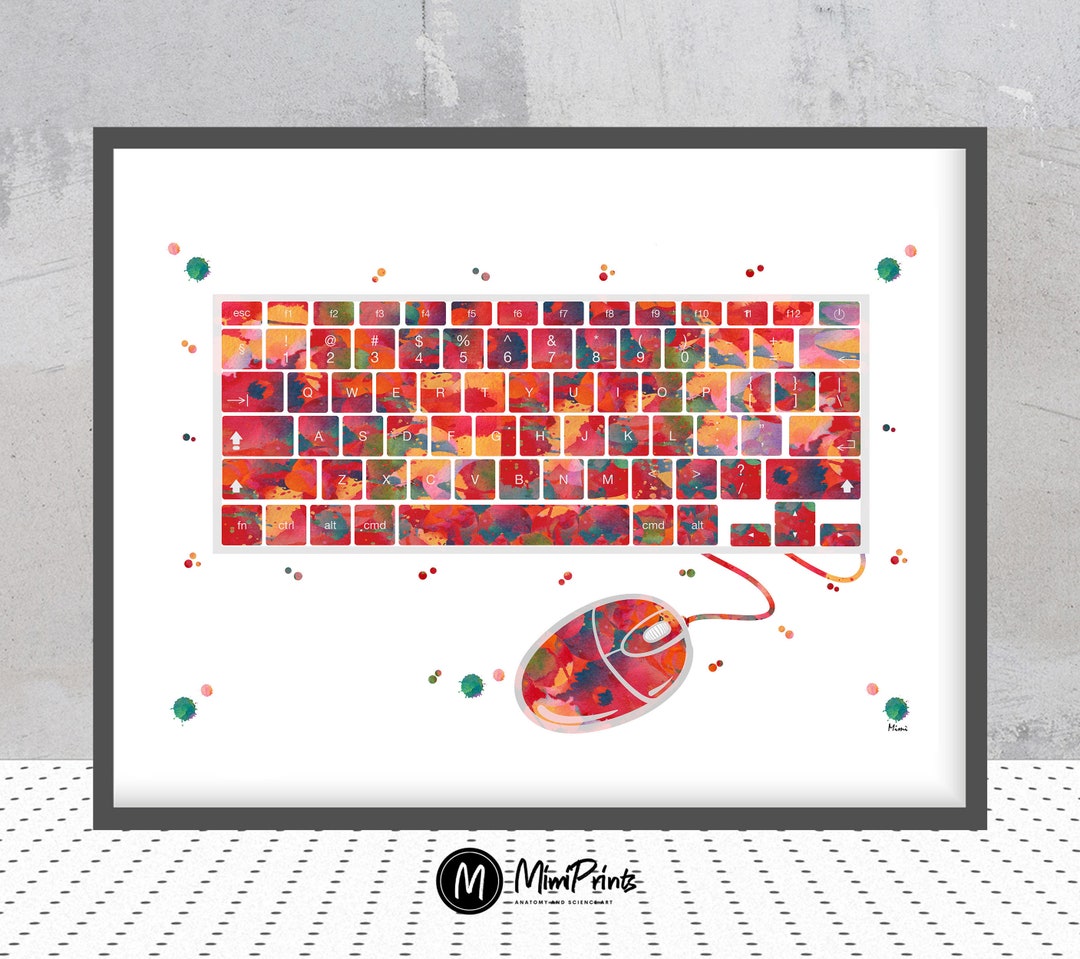 Computer Keyboard Watercolor Print Hi-tech Print Computer Science Art ...