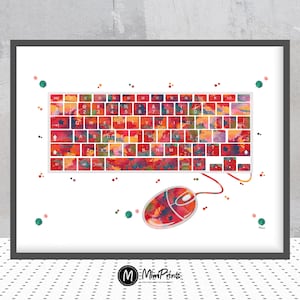 Computer Keyboard Watercolor Print Hi-tech Print Computer Science Art ...