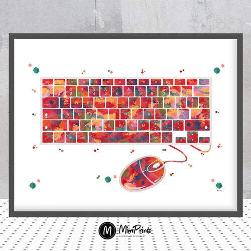 Computer Network Science Art Print Plugs and Wires Watercolor - Etsy