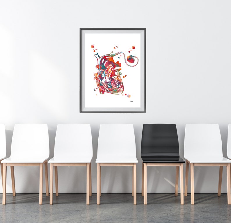 Heart Pacemaker Watercolor Print Anatomy Art Cardiac External - Etsy
