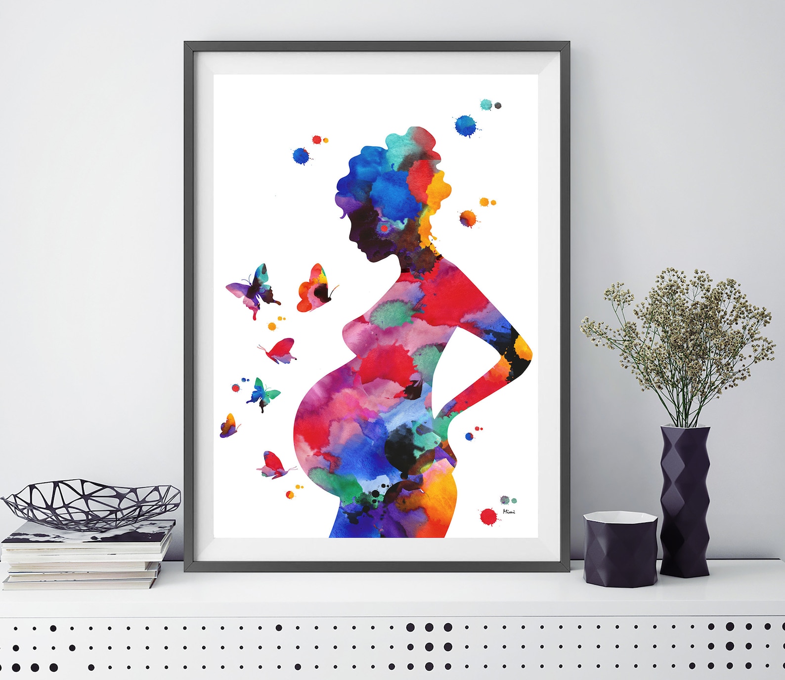 Pregnancy Art Print Woman With Child Watercolor Pregnant Woman Medical ...