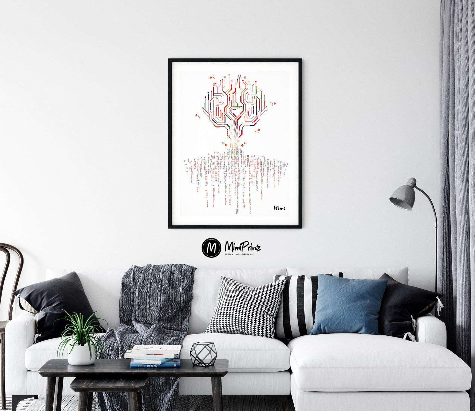 Abstract Tree With Binary Code Roots Watercolor Print Computer - Etsy