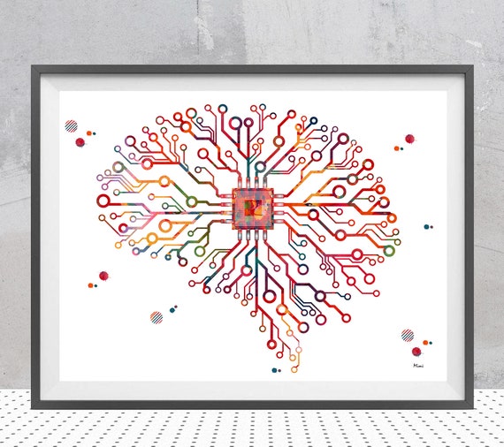 Brain Circuit Board Art Print Abstract Science Art Poster | Etsy