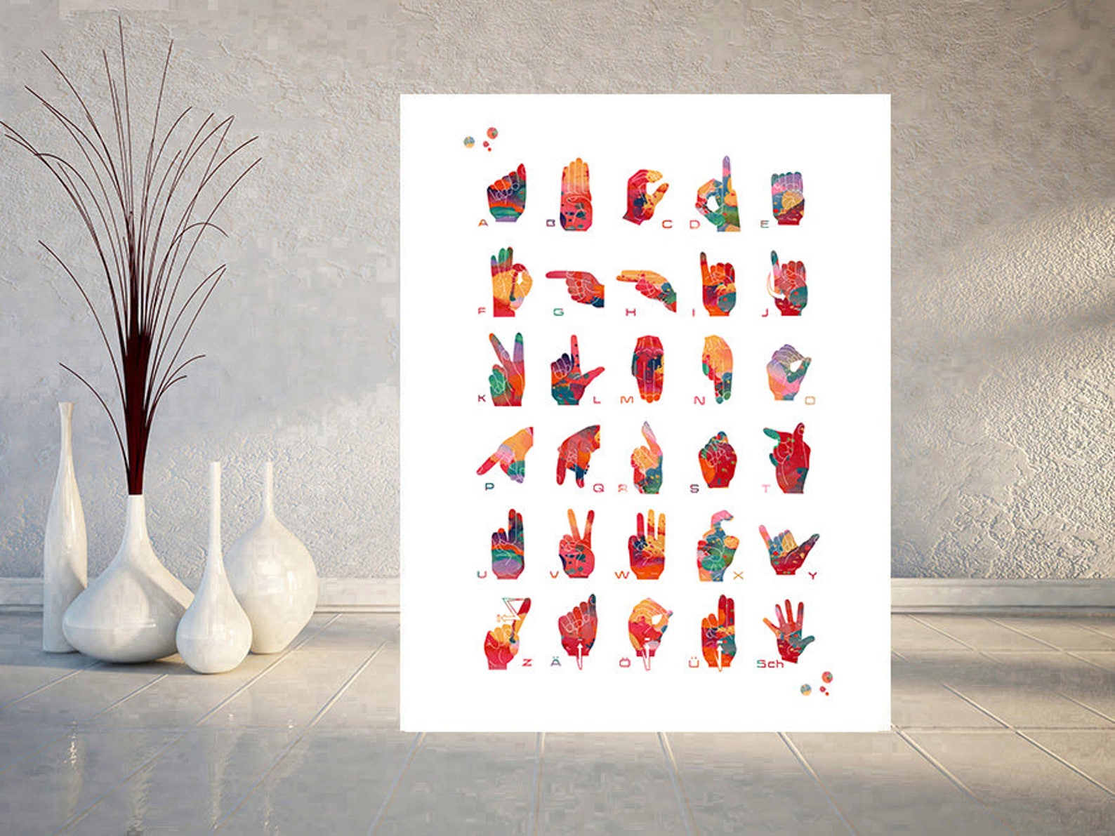 European Sign Language Alphabet Watercolor Print Audiology Art - Etsy
