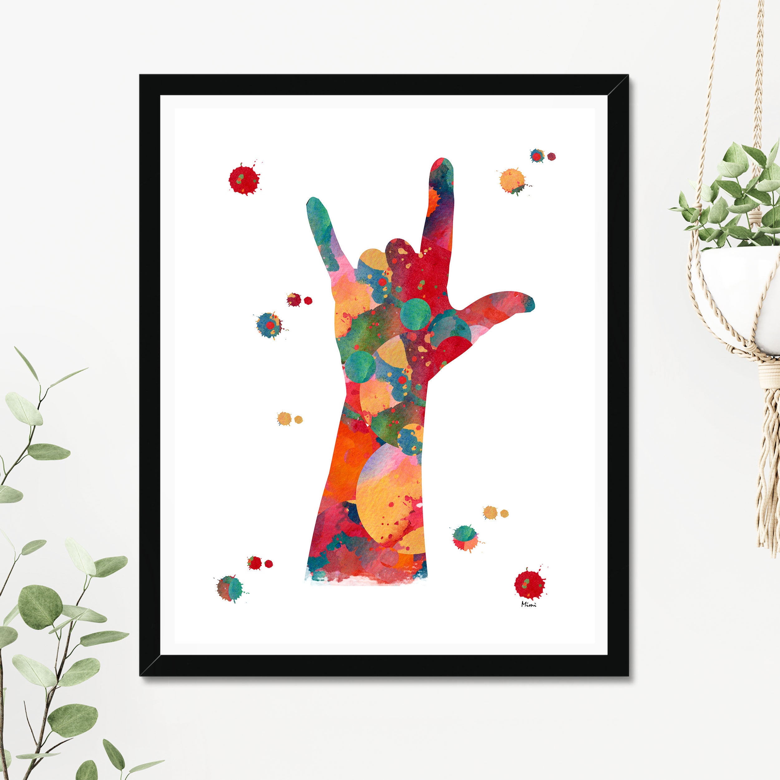 Love Hand Sign Watercolor Print Sign Language Symbol of Love | Etsy