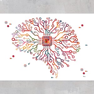 Brain Circuit Board Art Print Abstract Science Art Poster Human Brain ...