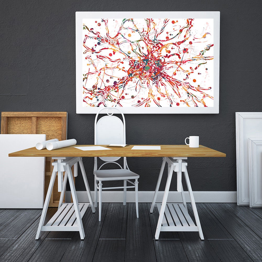 Brain Cell Anatomy Art Print Nerve Cell Watercolor Brain Art | Etsy