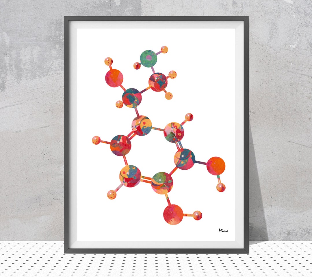 Norepinephrine Molecule Watercolor Print Noradrenaline Chemical ...
