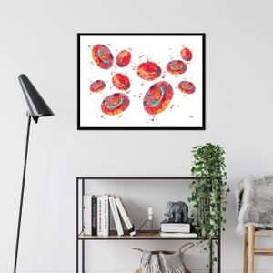 Red Blood Cells Watercolor Print Hematology Science Print Blood Cells ...