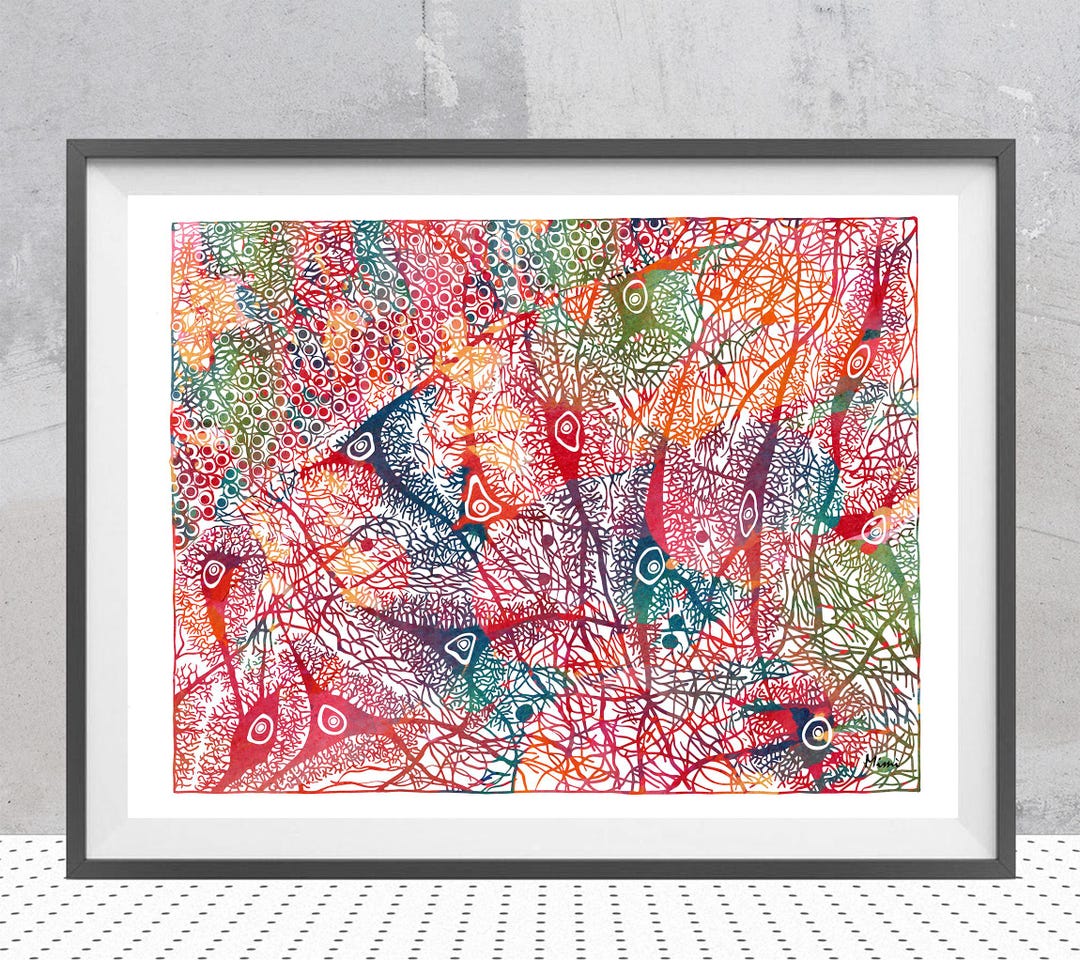 Nerve Cells Anatomy Print Brain Art Watercolor Neurology Painting ...