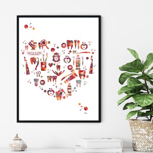 Dentist Profession Print Dental Heart Poster Oral Health Symbol Poster ...