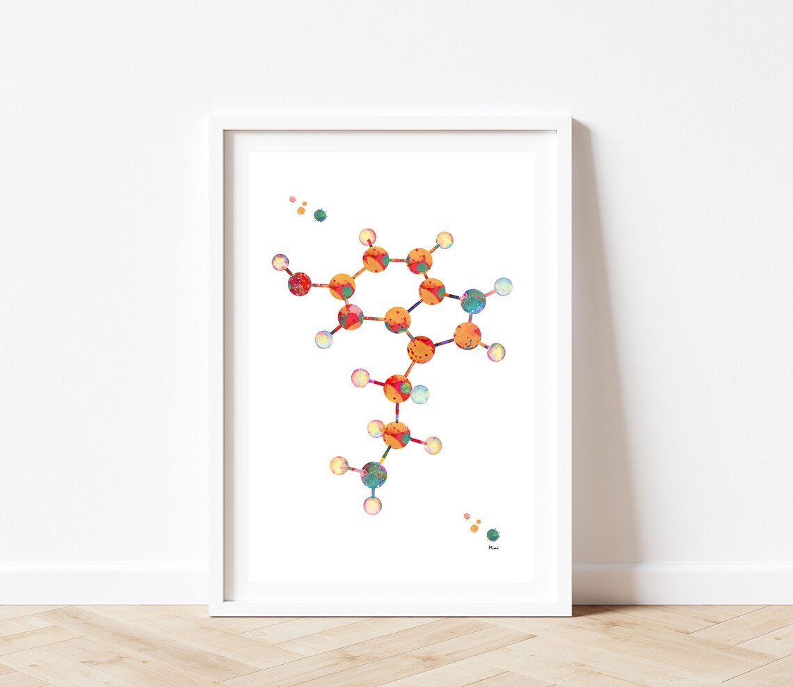 Serotonin Molecule Science Art Print Serotonin Formula | Etsy