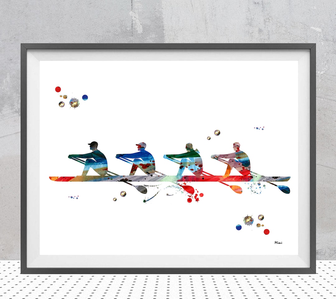 Male Rowing Team Sport Print Male Rower Poster Rowing Team Illustration ...