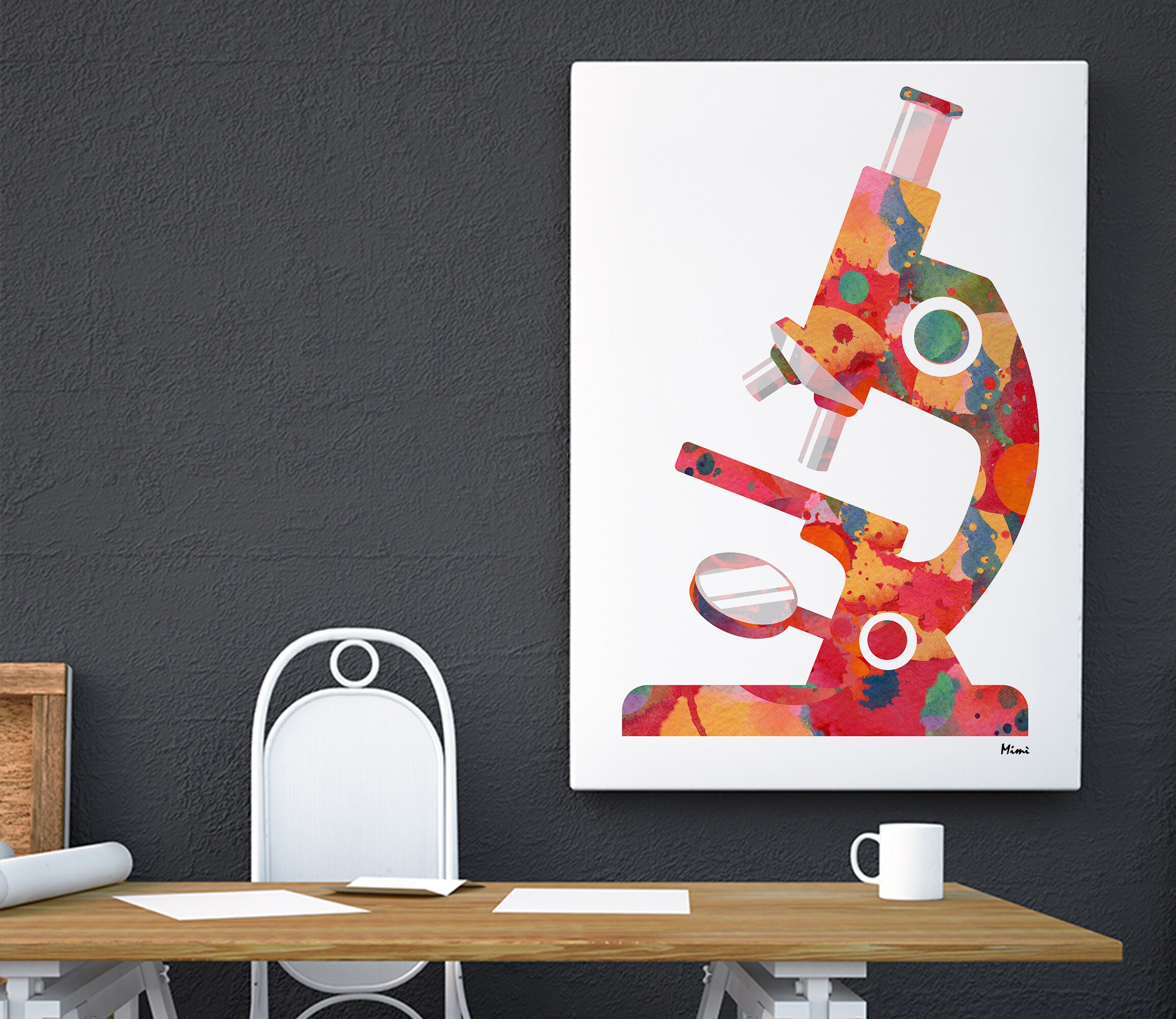 Microscope Watercolor Print Science Instruments Print | Etsy