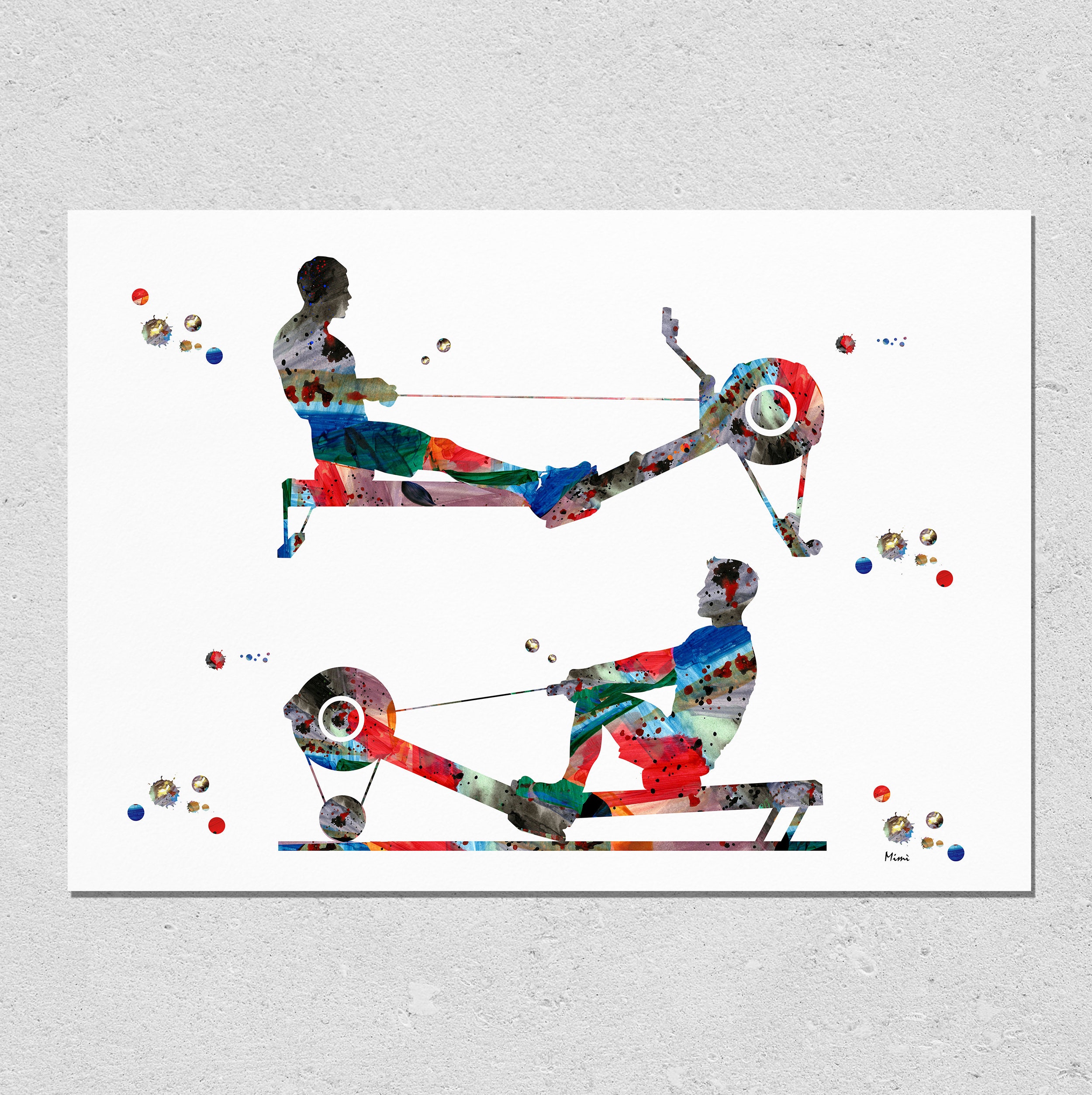 Indoor Rowing Art Print: Watercolor Rower Illustration - Etsy