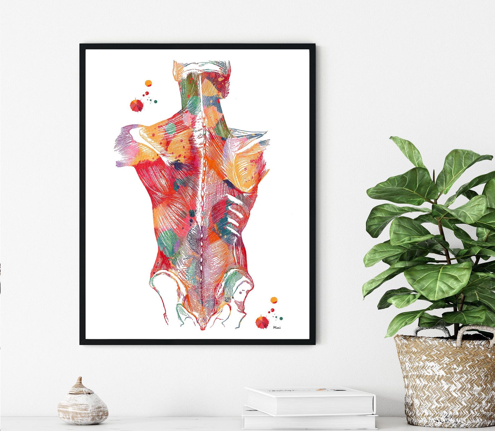 Back Muscles Anatomy Art Print, Watercolor Human Body Poster - Etsy