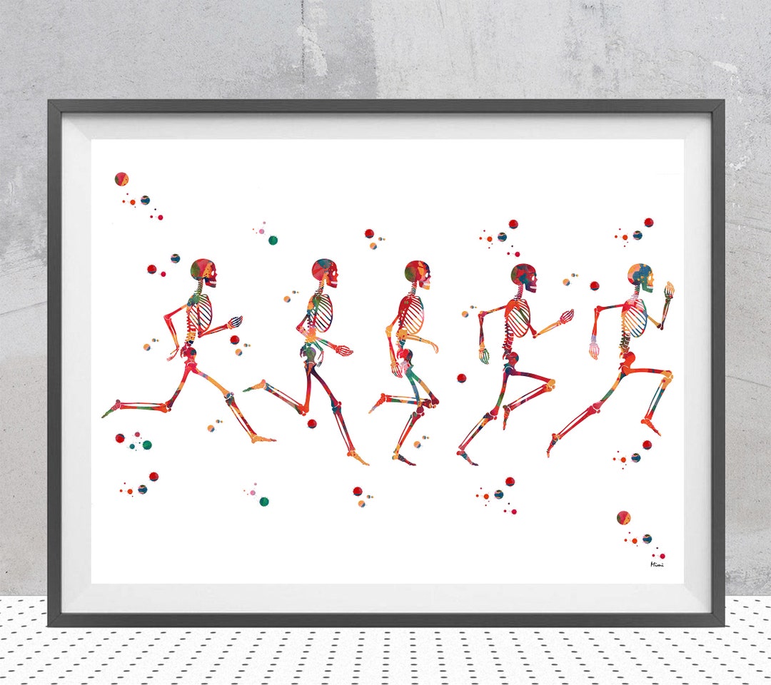 Running Phases Watercolor Print Anatomy Art Human Body Skeletal System ...