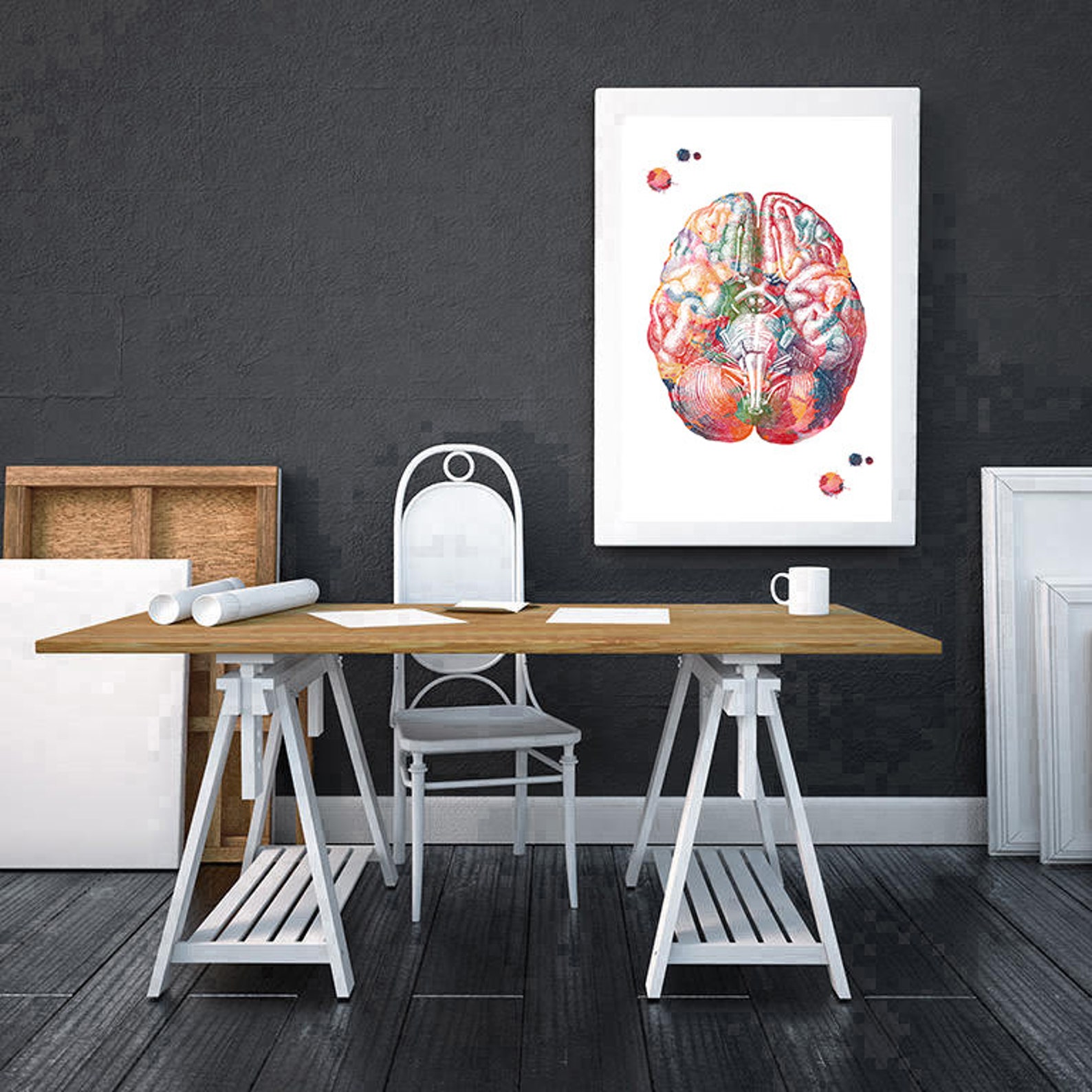 Human Brain Print Brain Bottom View Poster Neurology Art Brain - Etsy