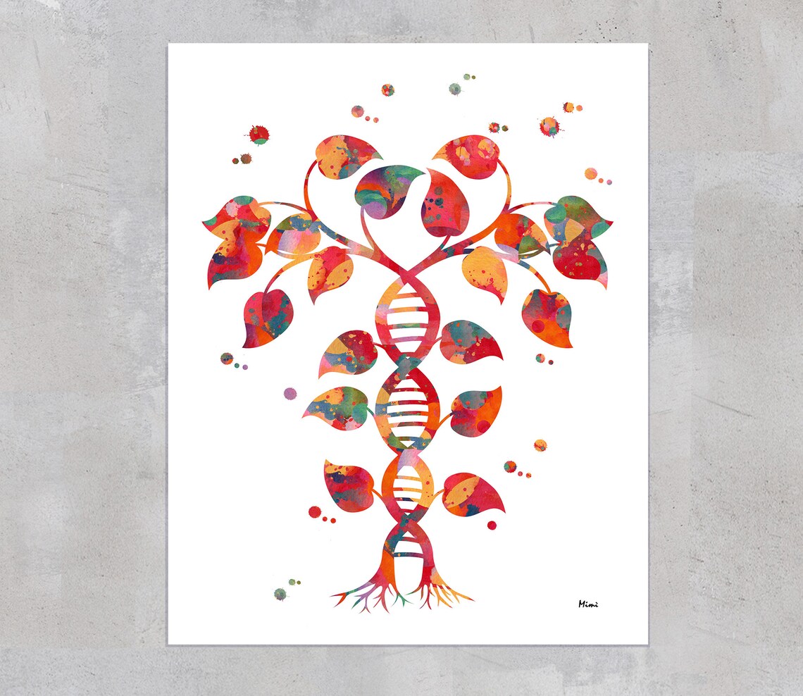 Dna Tree Science Print Dna Double Helix Abstract Genetics - Etsy