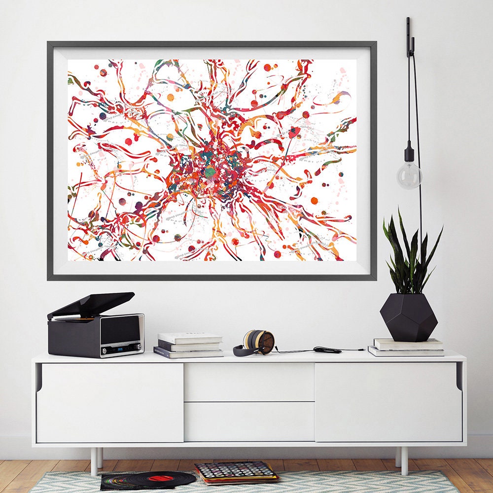 Brain Cell Anatomy Art Print Nerve Cell Watercolor Brain Art Neurology ...