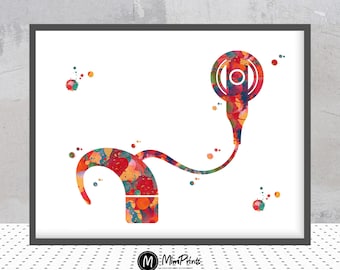 Cochlear Implant Watercolor Print Audiology Poster Inner Ear | Etsy